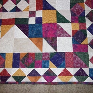 Jewel Tone Batik Patchwork Quilt Blanket - Etsy