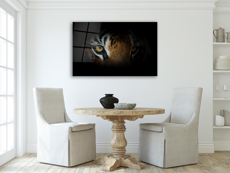 Tiger Eyes Wall Art – Fierce Jungle Animal Close-up Print on Tempered ...