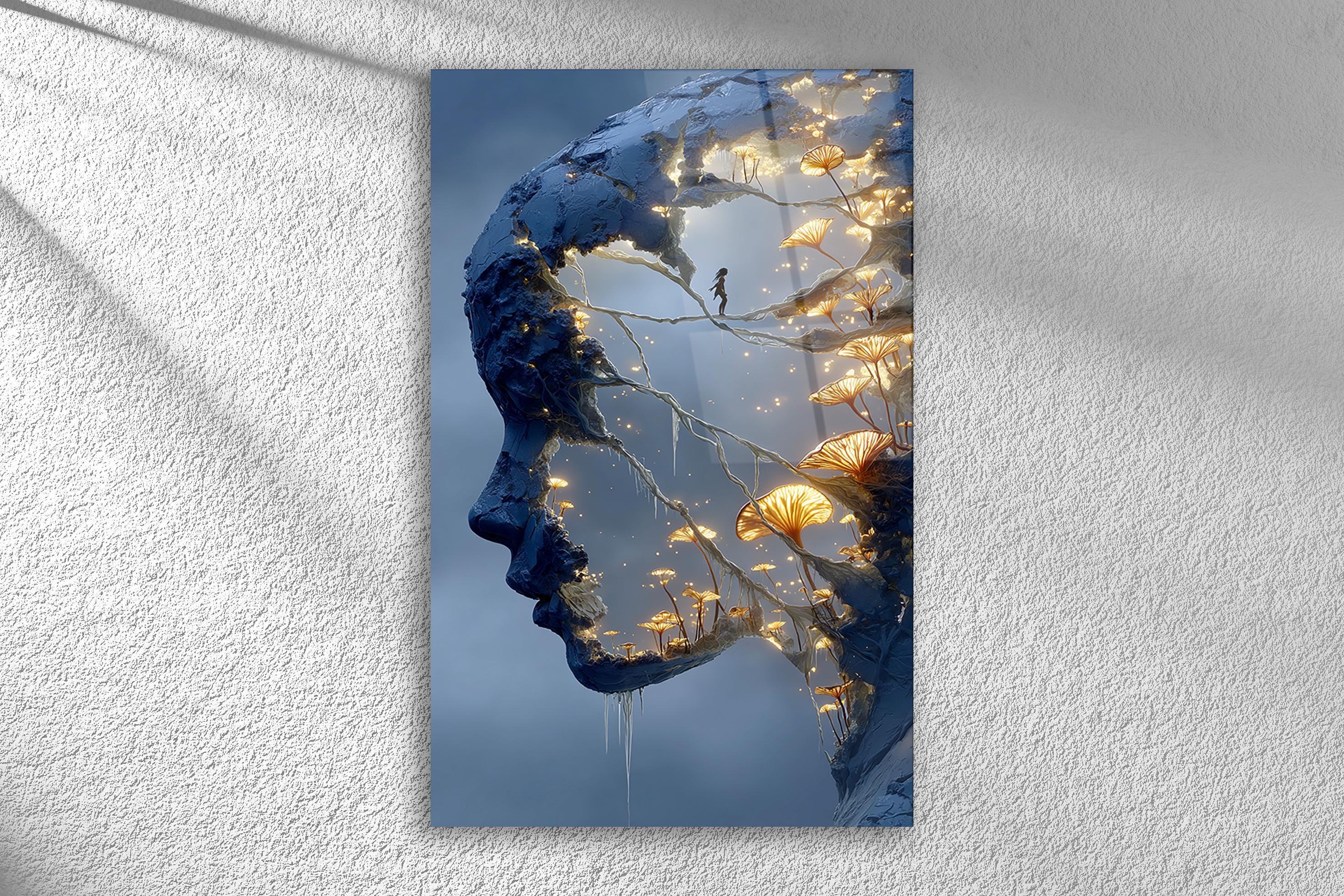 Surreal Face Forest Wall Art – Fantasy Landscape With Glowing Mushrooms ...