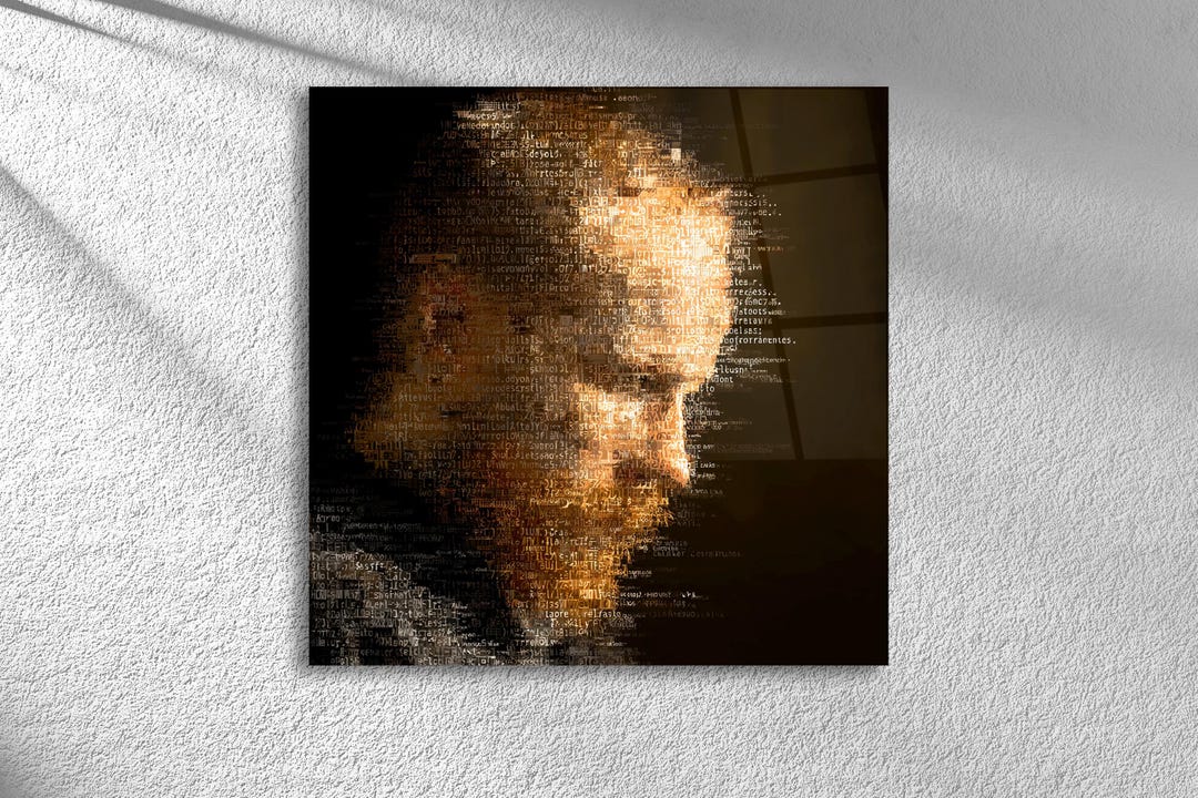 Code Portrait Wall Art Digital Programmer Face Artwork on Tempered ...