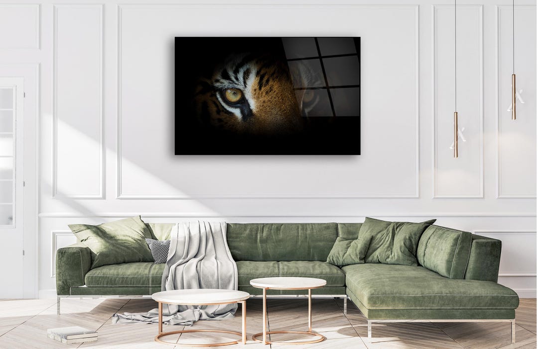 Tiger Eyes Wall Art – Fierce Jungle Animal Close-up Print on Tempered ...