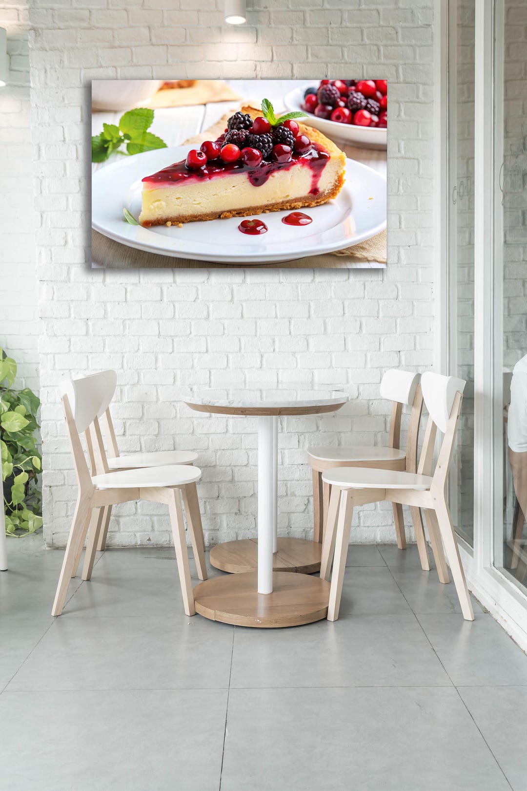 Berry Cheesecake Wall Art on Tempered Glass | Dessert Kitchen Sweet ...