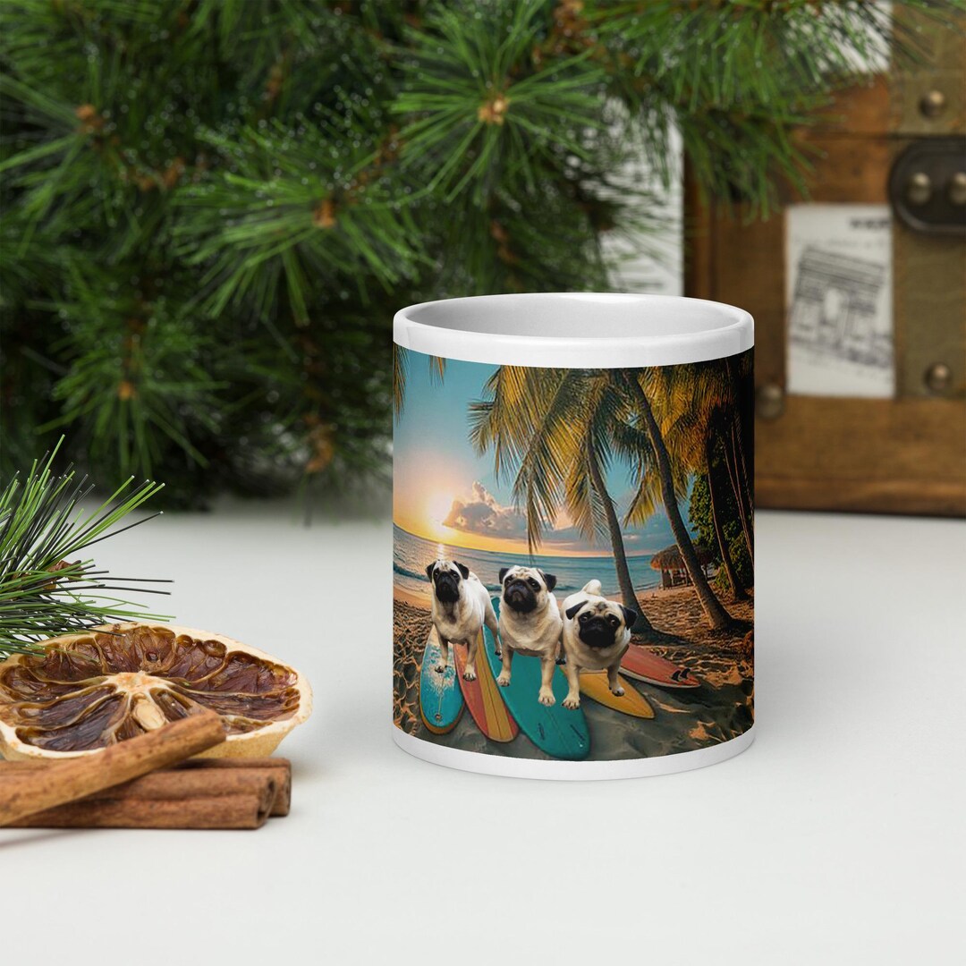 Pugs on a Beach Mug - Etsy