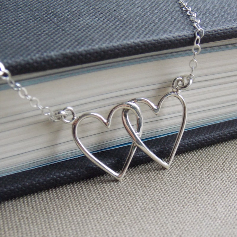 Double Heart Necklace - Etsy