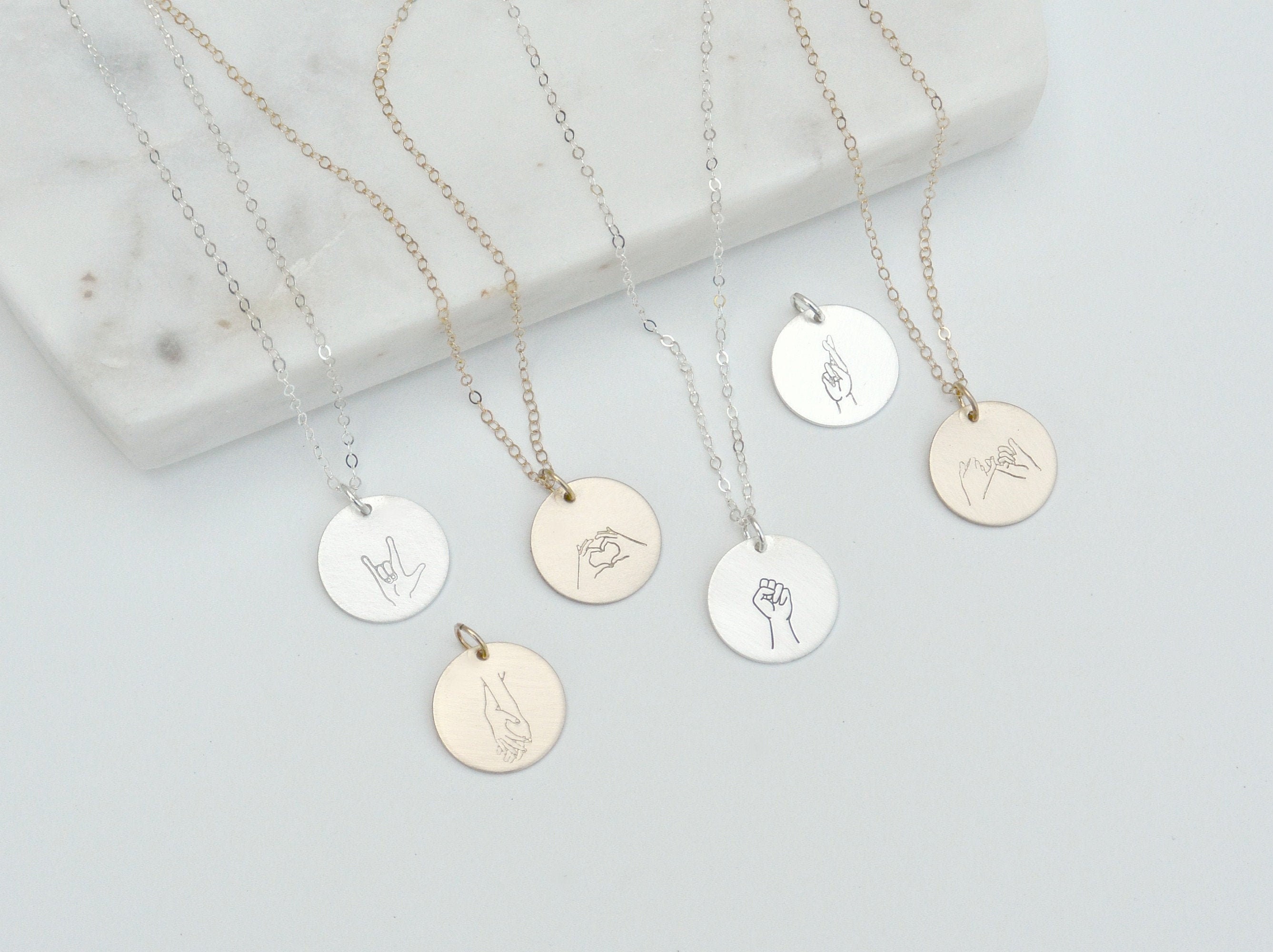 Hand Gesture Necklace Best Friends Sisters Jewelry ASL | Etsy