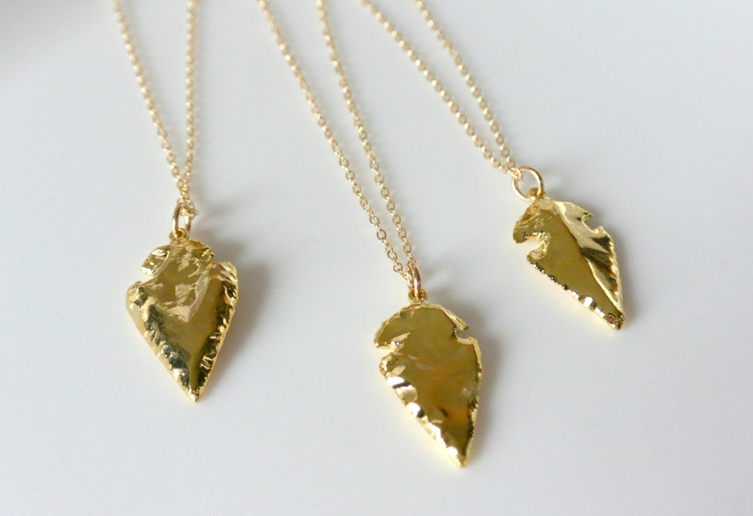 Gold Arrowhead Necklace Arrowhead Pendant Charm Long - Etsy