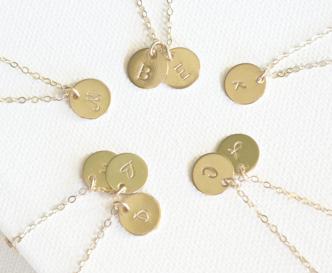 Tiny Personalized Disc Jewelry, 1 2 3 4 5 6 7 8 Initial Discs Necklace ...