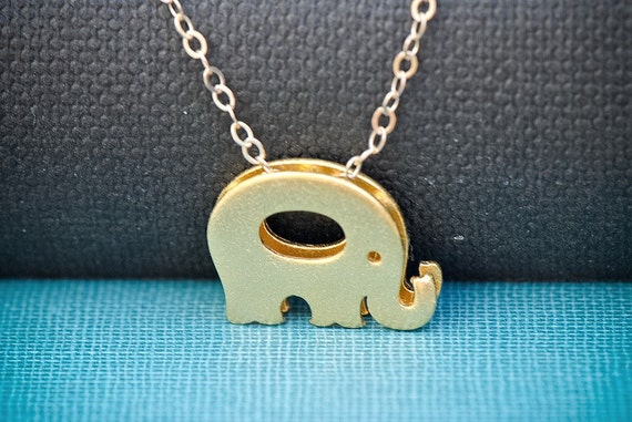 Elephant Necklace Gold Good Luck Charm Dainty Tiny Elephant - Etsy