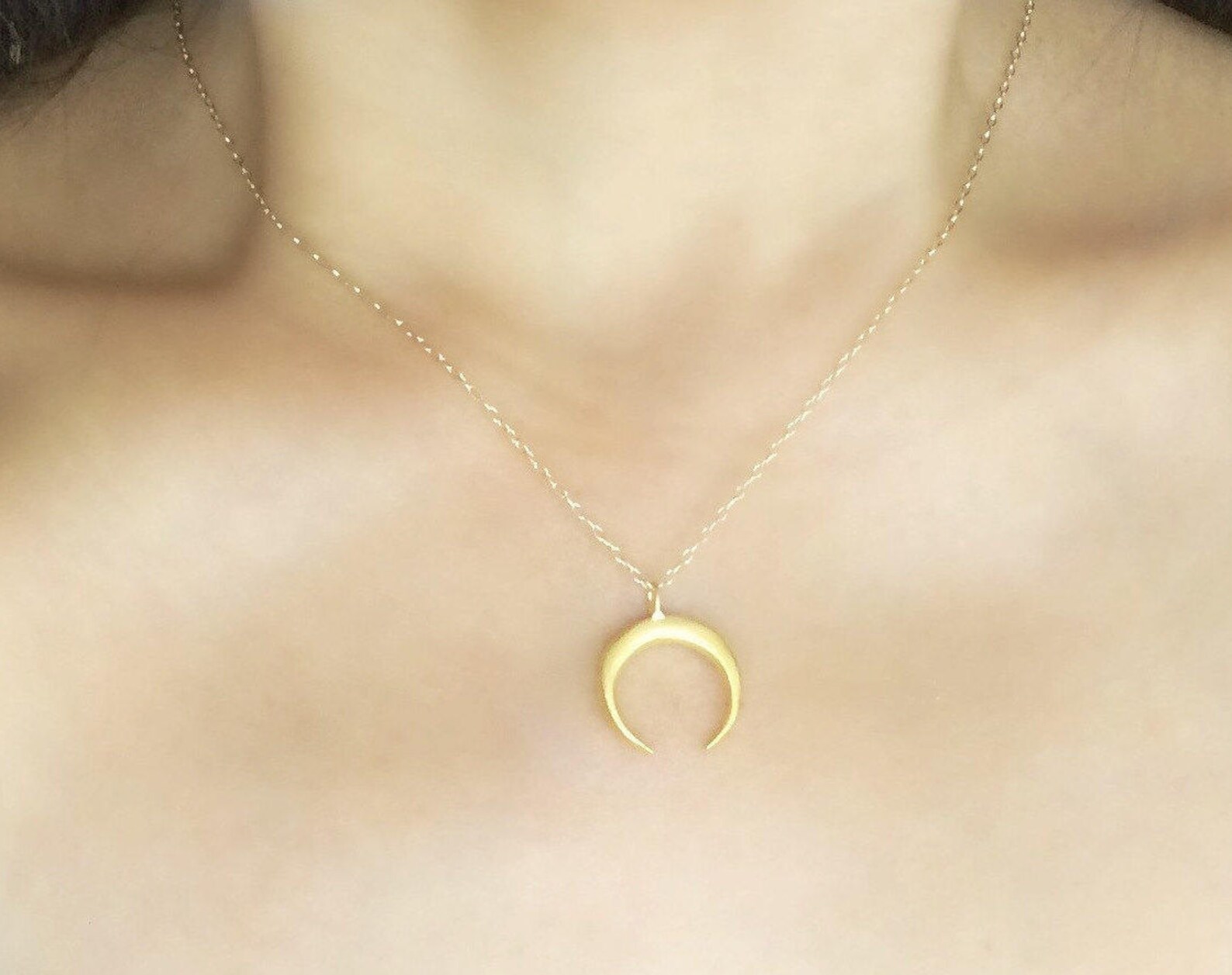 Gold Horn Necklace Tusk Necklace Double Horn Necklace Gold - Etsy