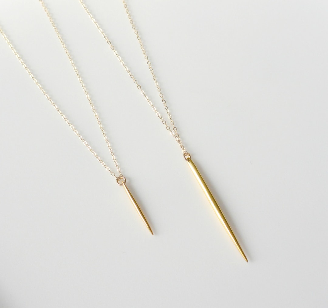 Spike Necklace, Silver or Gold Layering Jewelry, Mini or Long Spike ...
