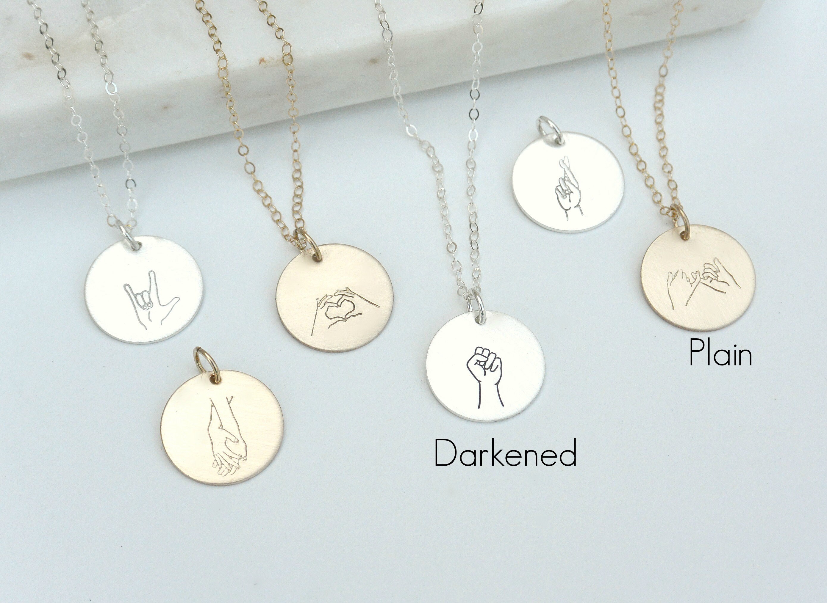 Hand Gesture Necklace Best Friends Sisters Jewelry ASL | Etsy