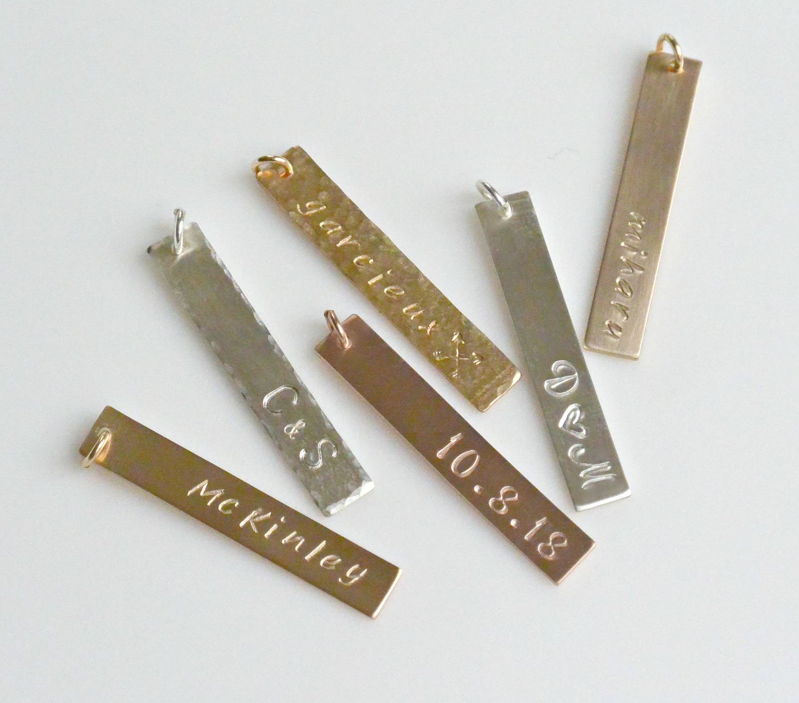 Personalized Bar Charm, ADD on Bar Pendant, Vertical Bar Charm, Custom ...