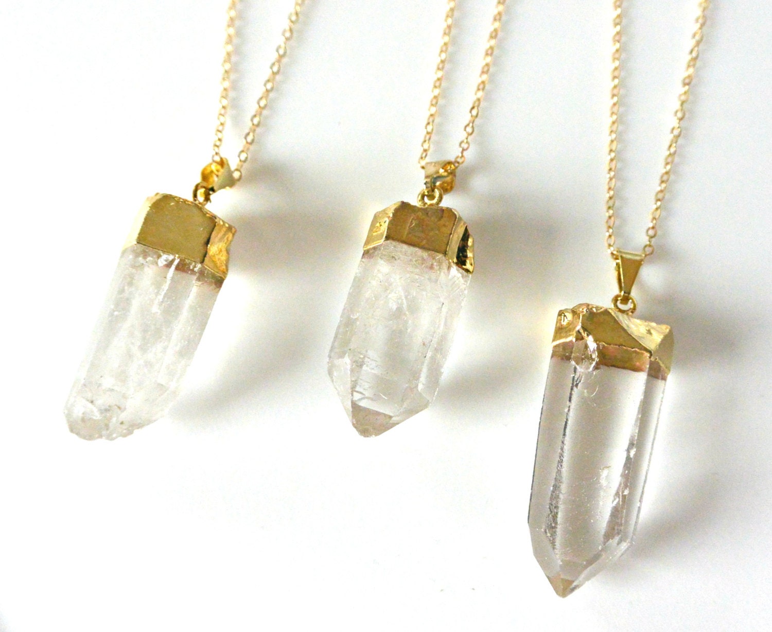 Quartz Necklace, Raw Quartz Crystal Point Necklace, Crystal Necklace ...