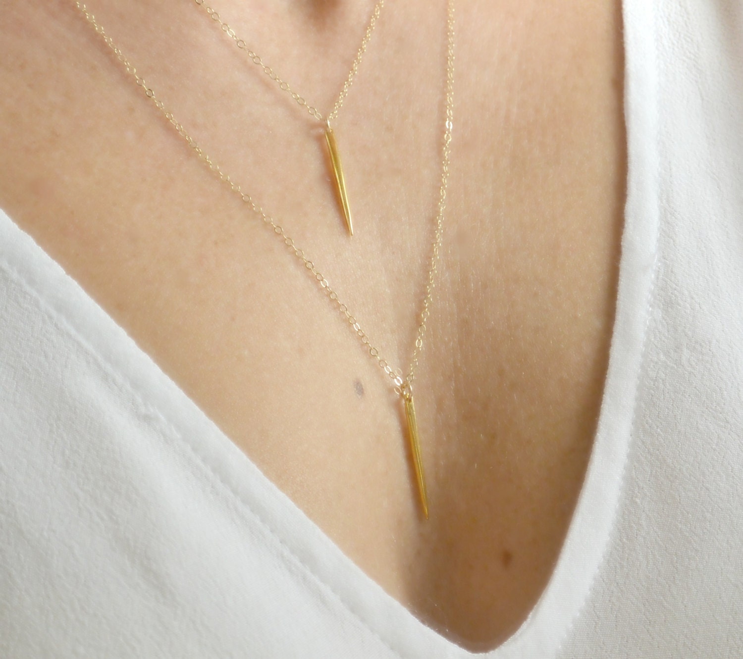 Needle Necklace Set Spike Necklace Dagger Necklace Gold | Etsy