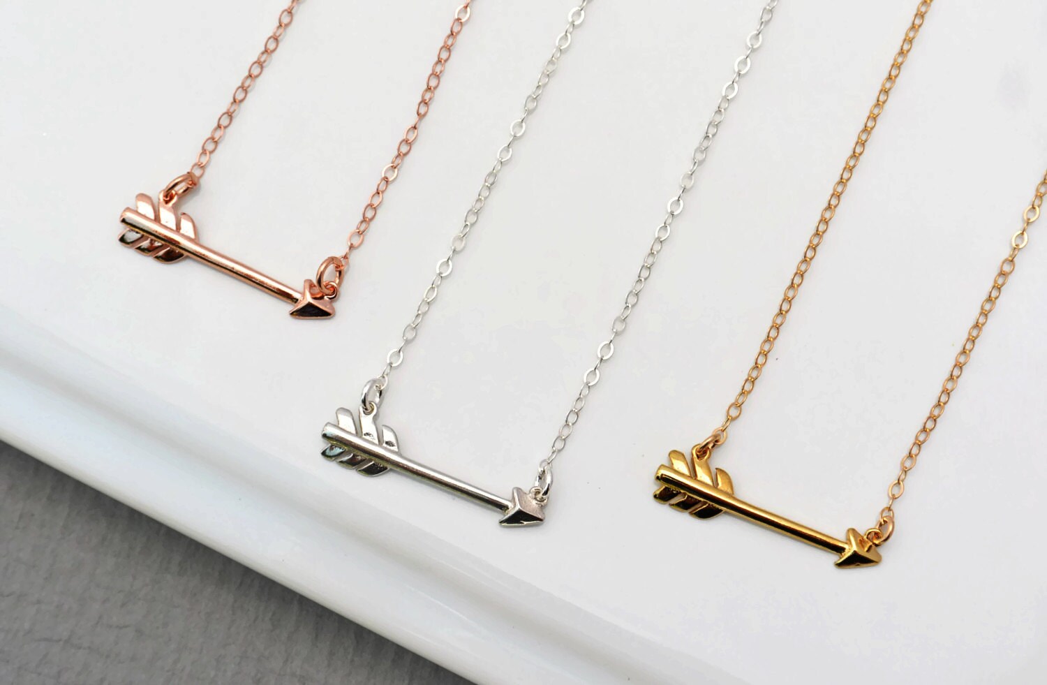 Arrow Necklace Best Friend Necklace Silver Gold or Rose | Etsy