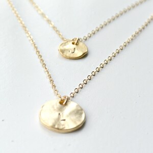 Disc Necklace GOLD Two Initials Discs Layered Long Necklace - Etsy