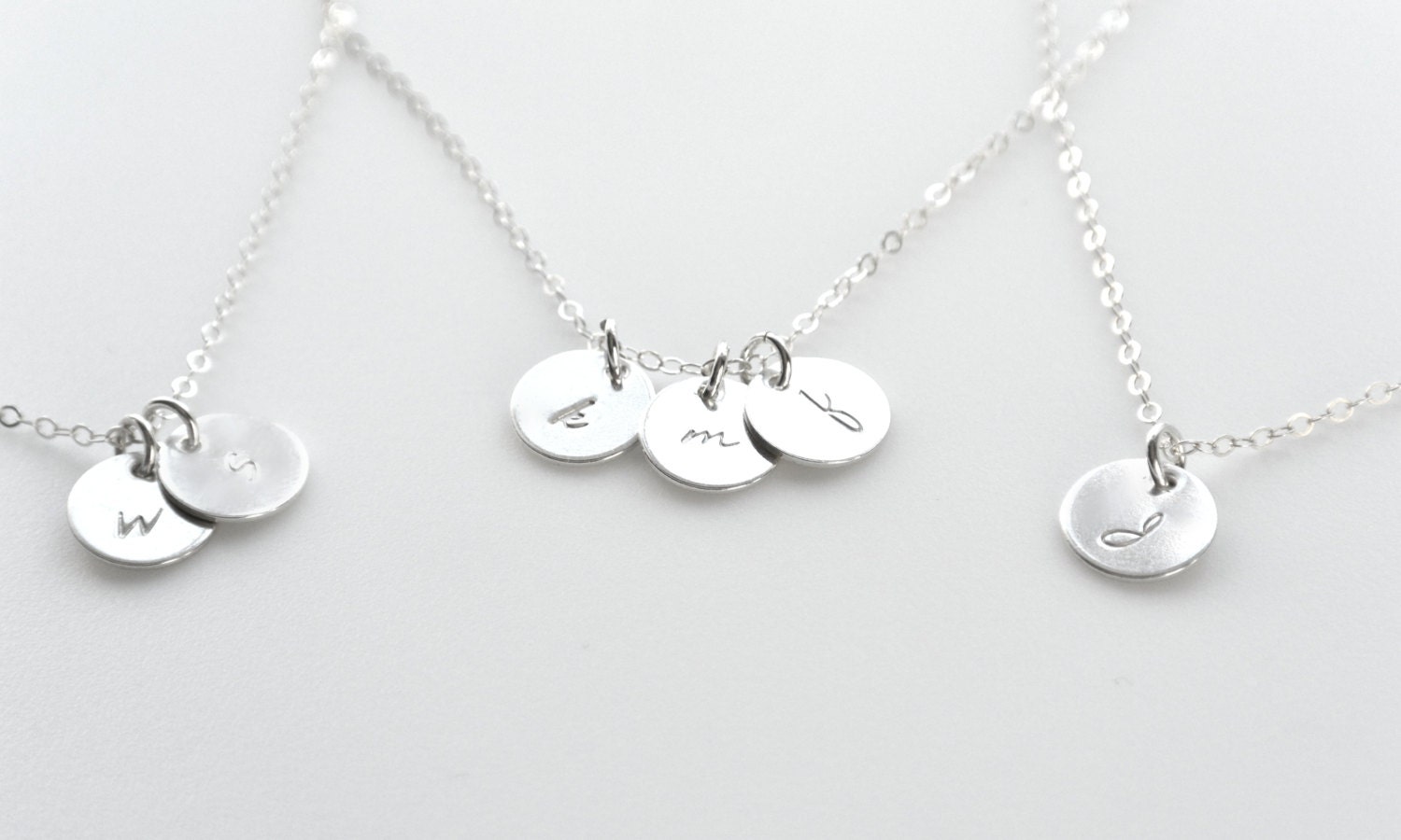 SILVER Initial Disc Necklace Tiny Disc Personalized Jewelry - Etsy