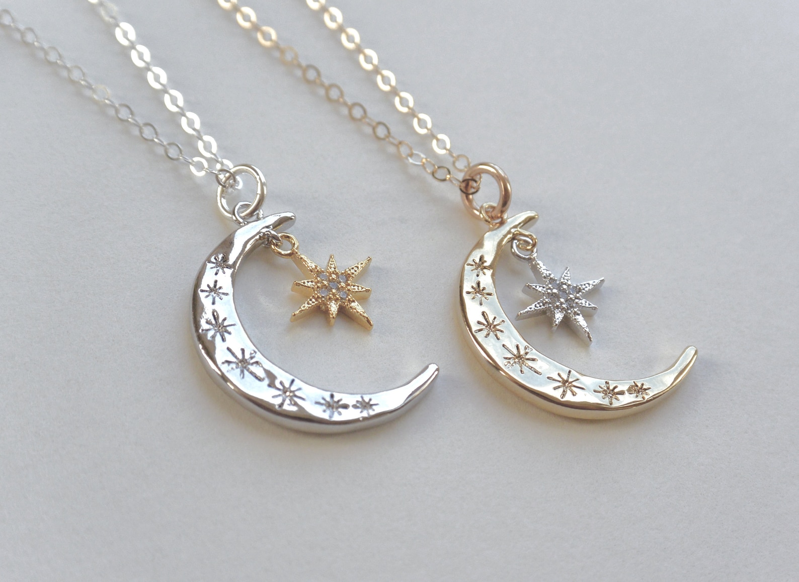 Celestial Moon Necklace North Star Jewelry Moon Necklace - Etsy