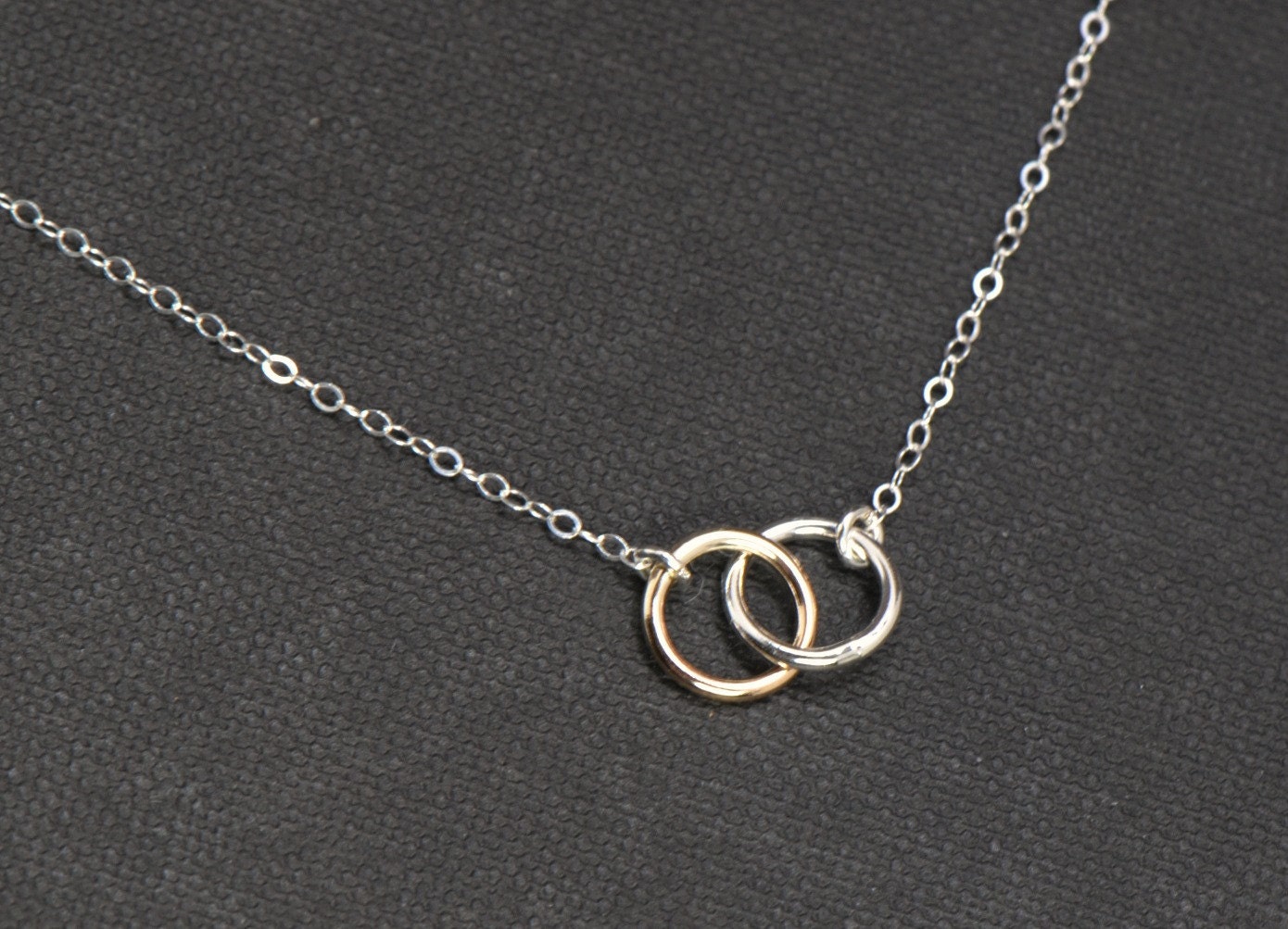 Two Circle Necklace Interlocking Rings Necklace Connected - Etsy