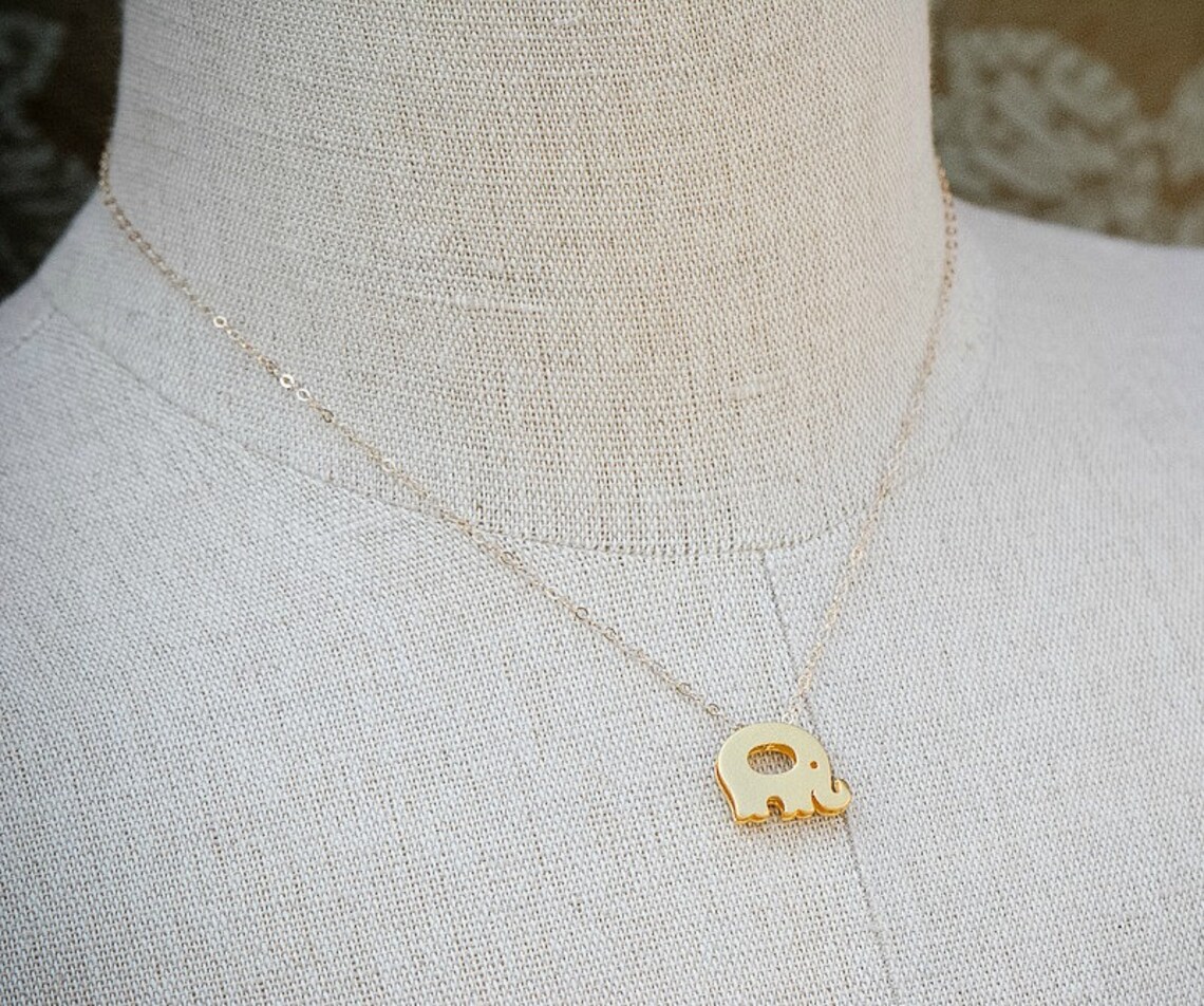 Elephant Necklace Gold Good Luck Charm Dainty Tiny Elephant - Etsy