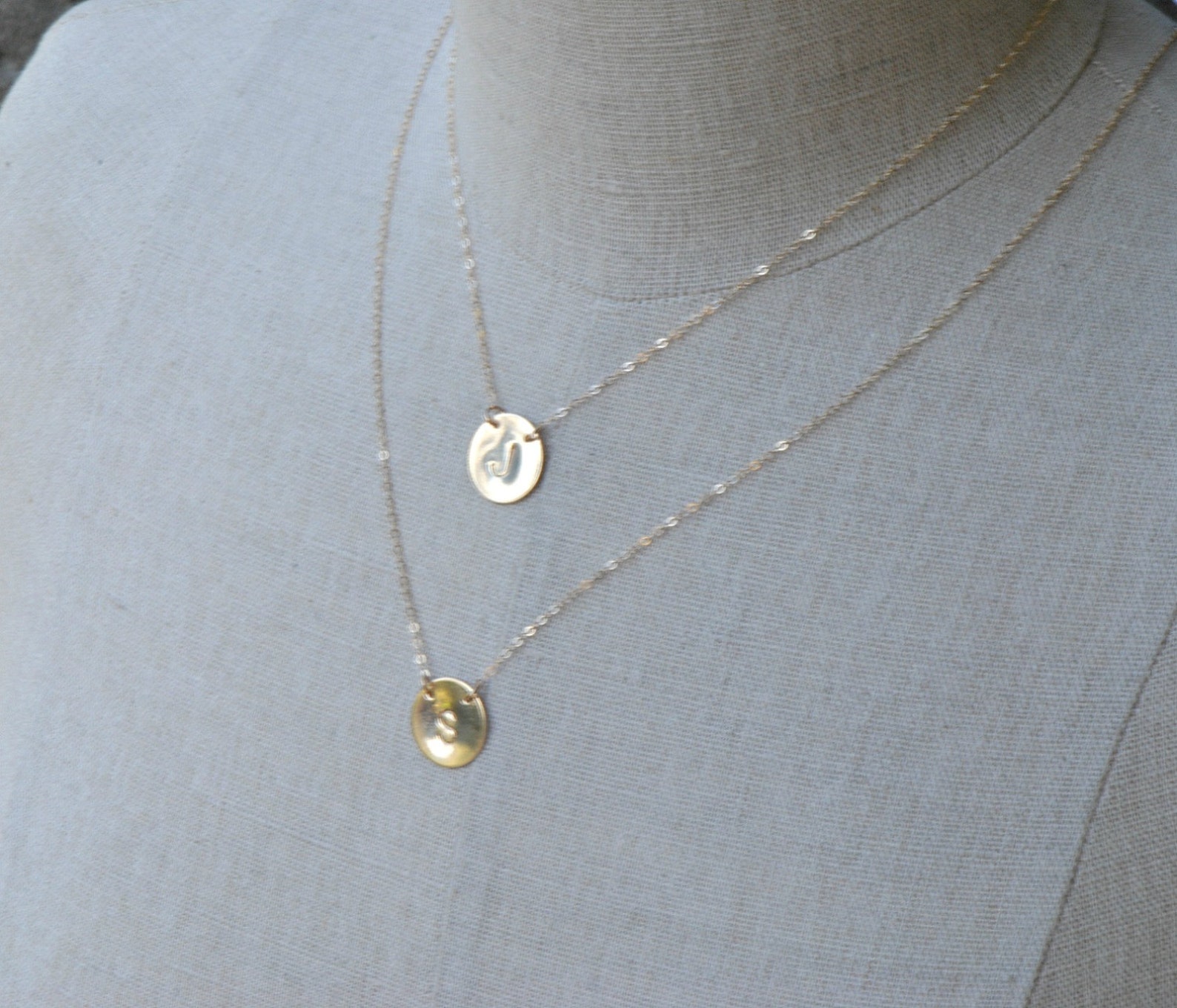 LARGE Disc Necklace Personalized Gold Disc Necklace Layering - Etsy