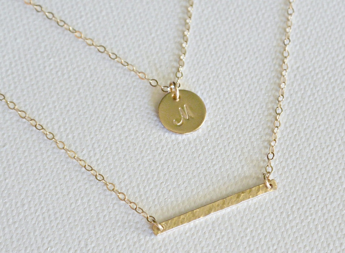 Gold Double Strand Initial Necklace/ Gold or Silver Layering - Etsy