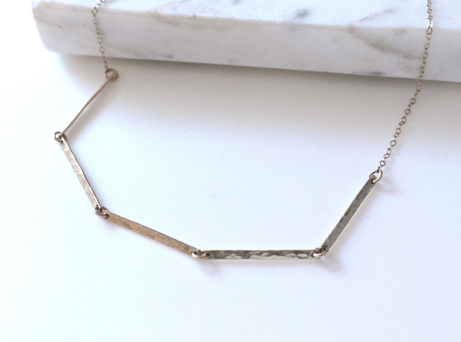 Gold Hammered Bar Necklace Bar Link Necklace Gift for Her - Etsy