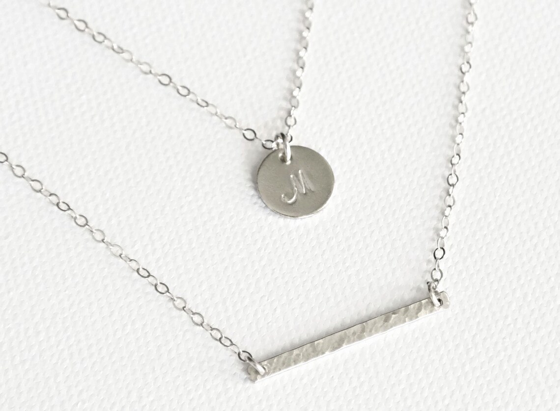 Silver Double Strand Initial Necklace / Personalized Necklace - Etsy