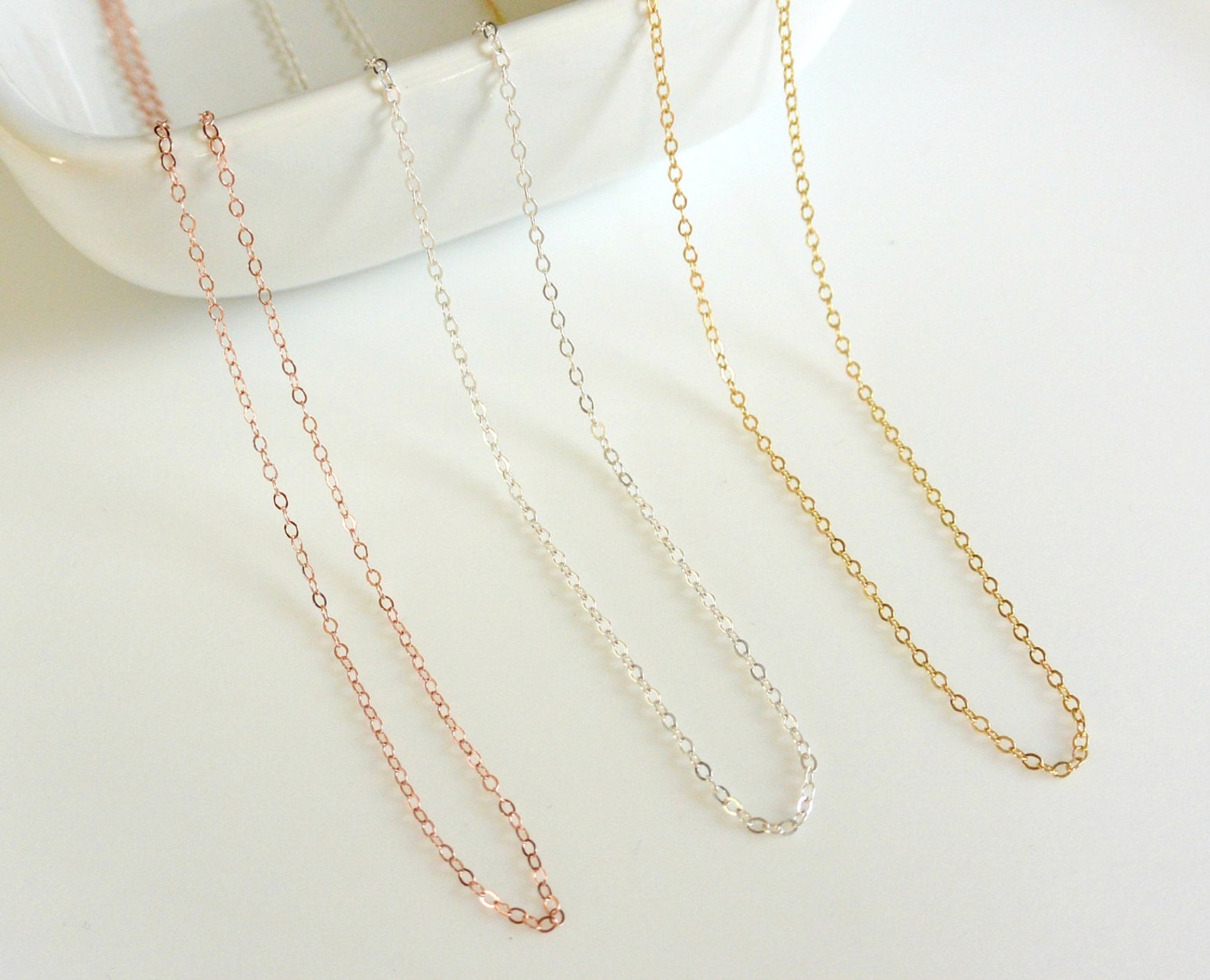 Plain Chain Necklace Simple Layering Necklace Sterling | Etsy