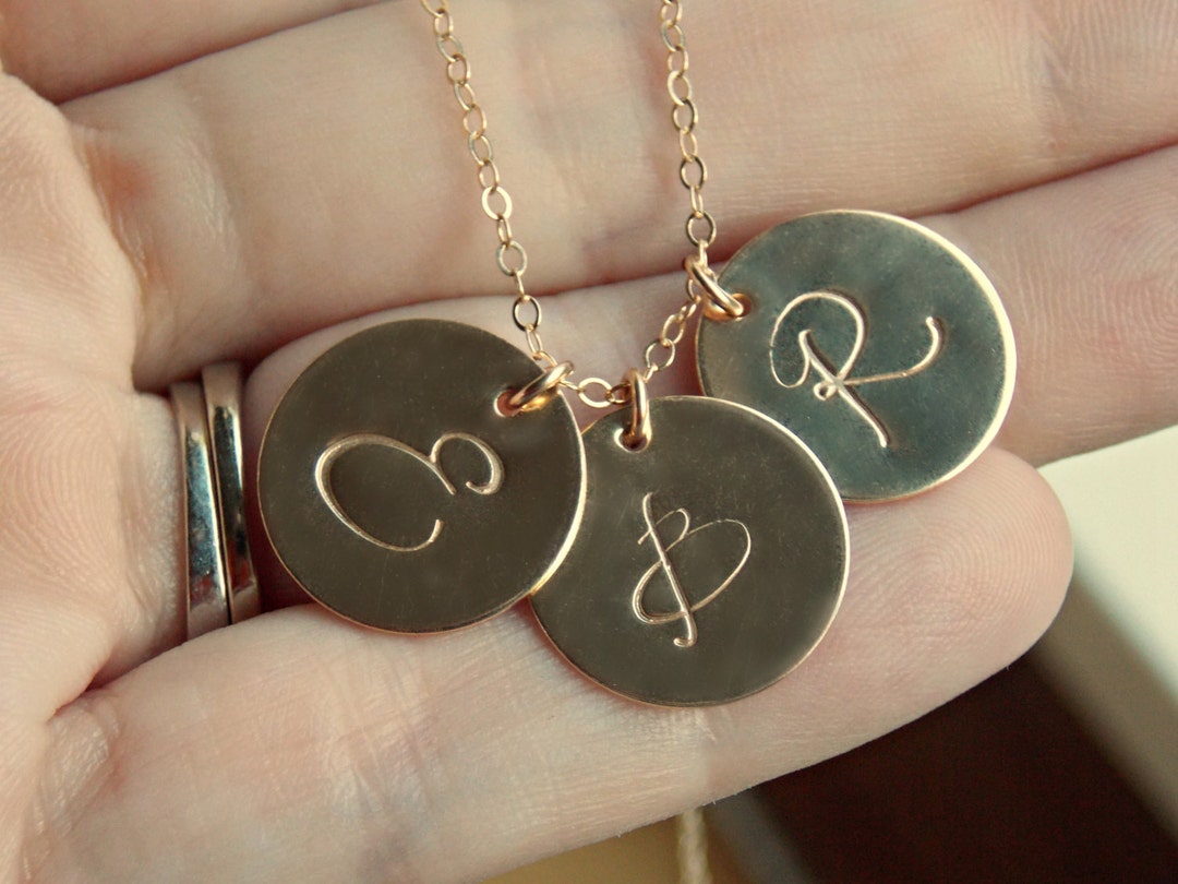 Initial Large Letter Discs, Gold Personalized Jewelry, 1 2 3 4 5 6 ...