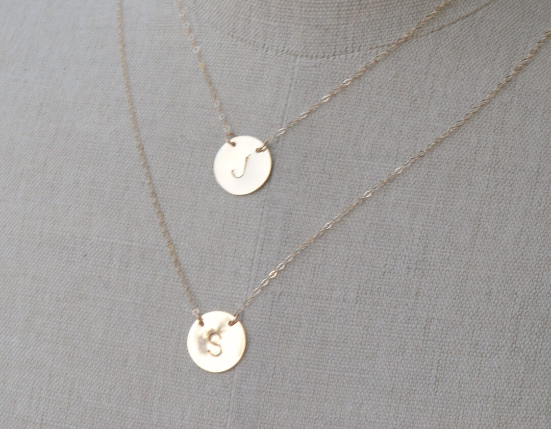 LARGE Disc Necklace, Personalized Gold Disc Necklace, Layering Jewelry ...