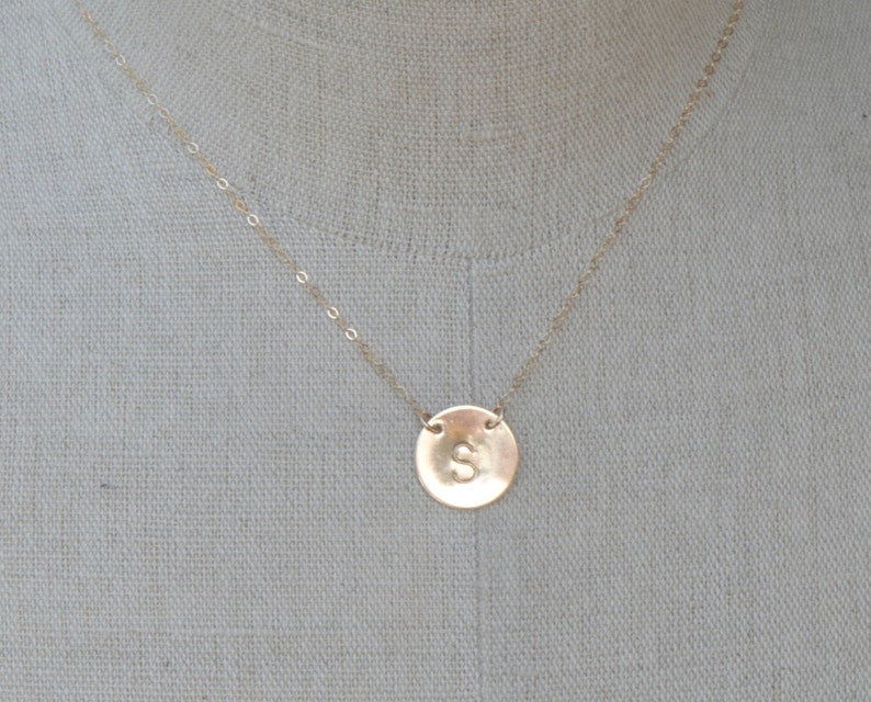 Initial Necklace Gold Disc Necklace, 14k Gold Fill Personalized ...