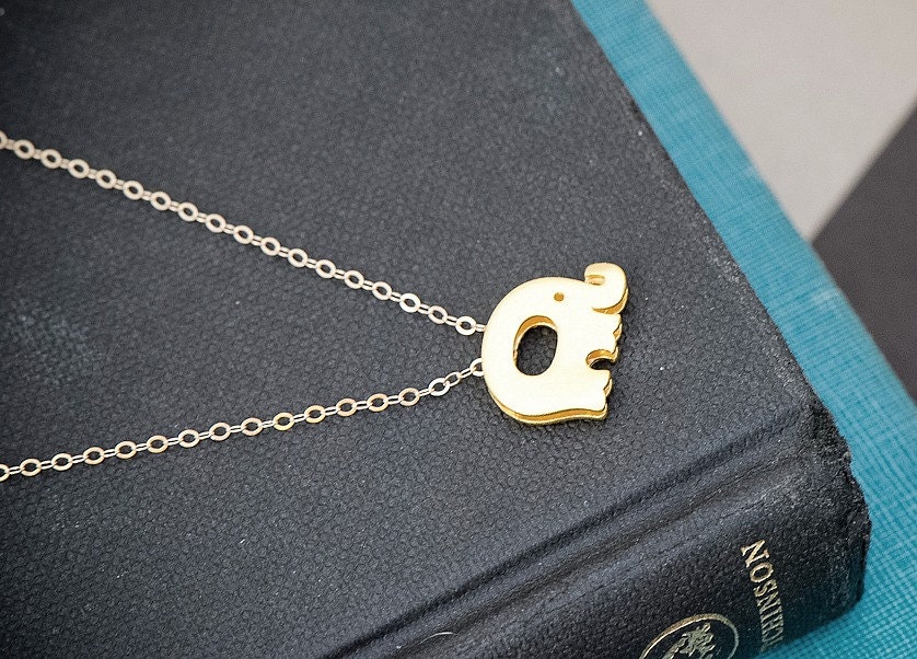 Elephant Necklace Gold Good Luck Charm Dainty Tiny Elephant - Etsy