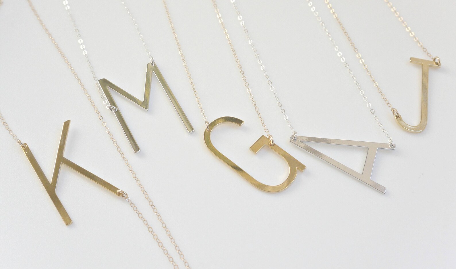 Large Letter Necklace Monogram Necklace Gold Letter - Etsy