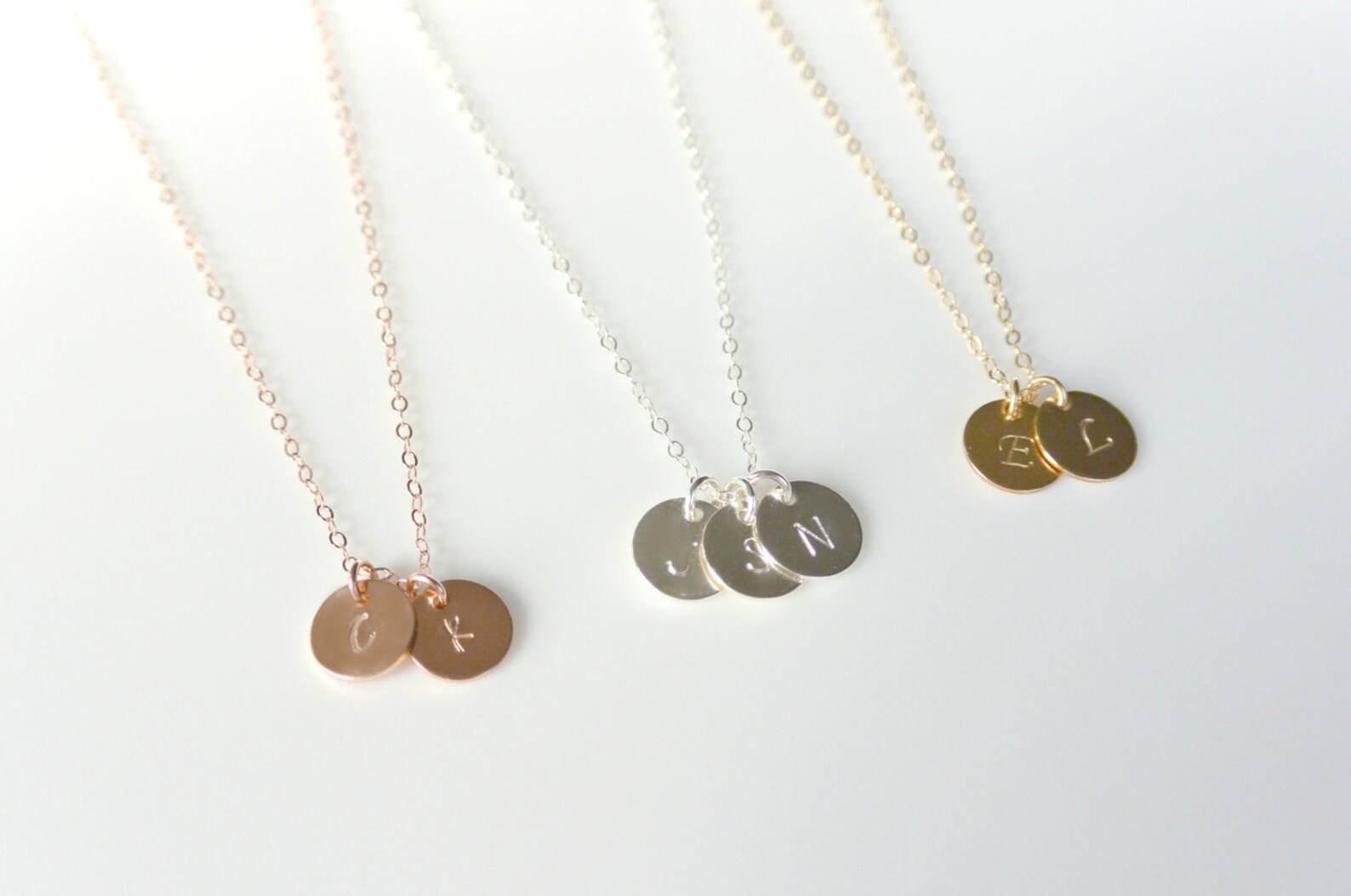 Monogram Disc Necklace Dainty Personalized Initial Necklace - Etsy