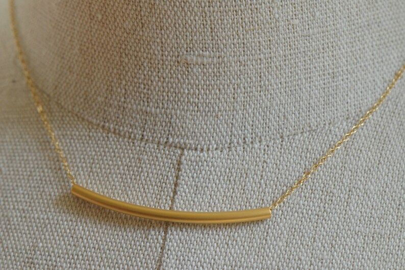 Tube Necklace, SILVER or GOLD Curved Minimalist Tube Bar Necklace ...