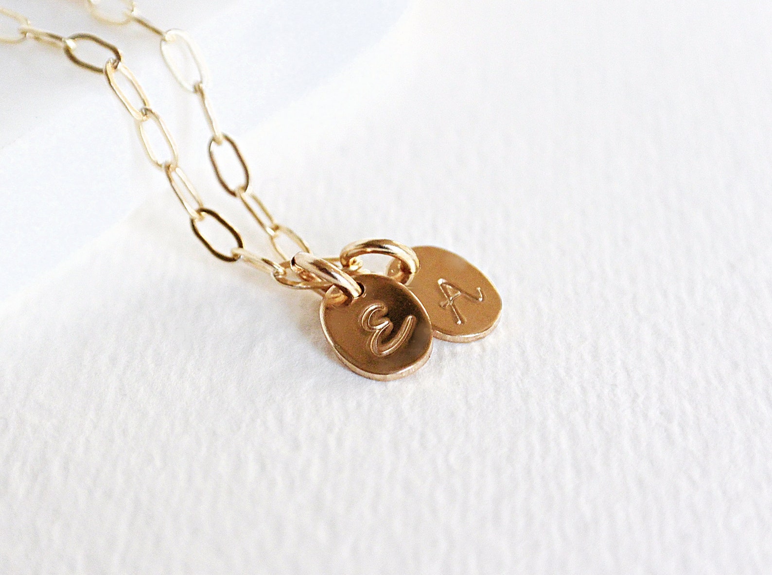 Oval Initial Necklace Paperclip Chain Personalized Necklace - Etsy