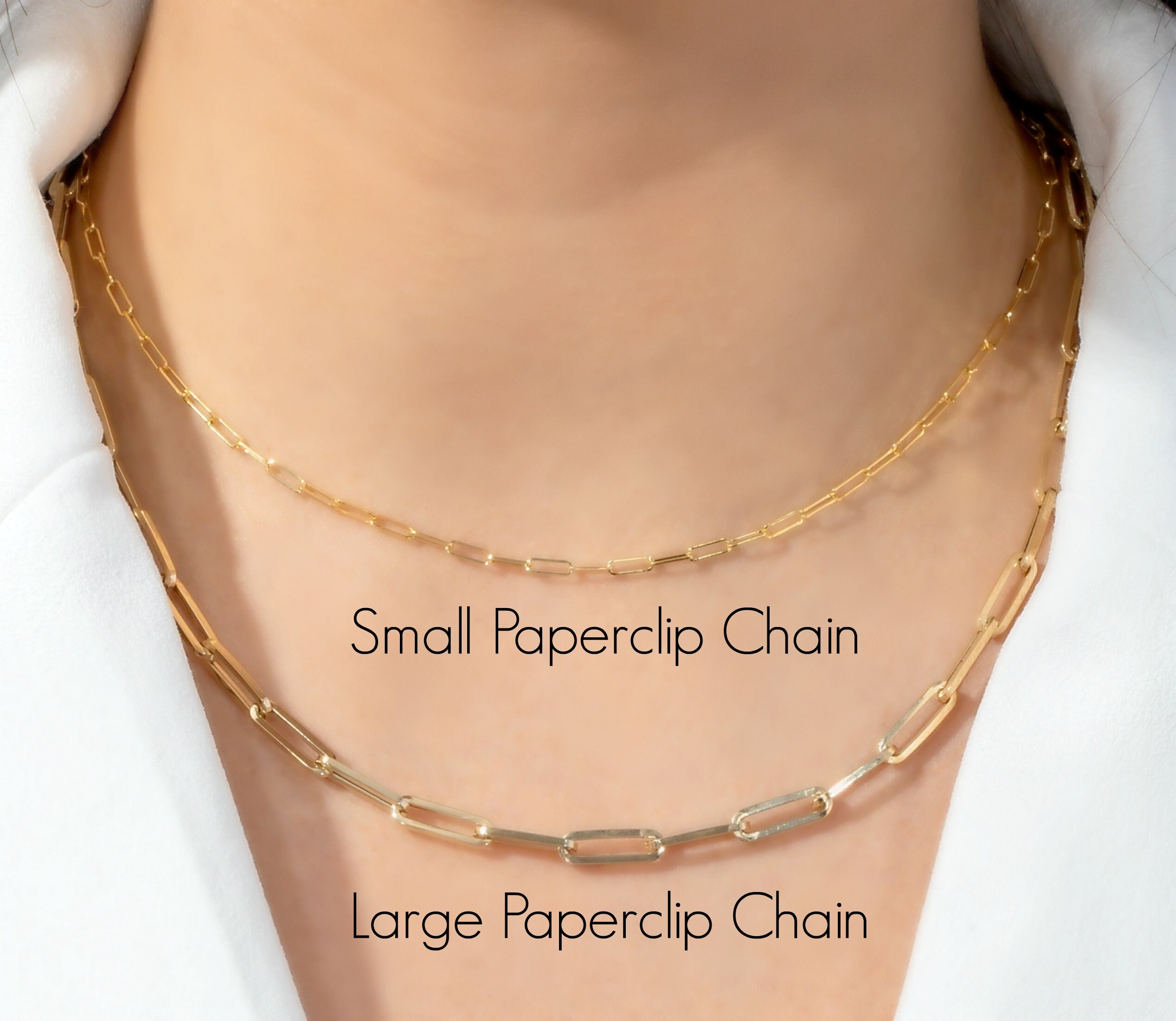 Paperclip Necklace Chain 14k Gold Fill Choker Chunky | Etsy