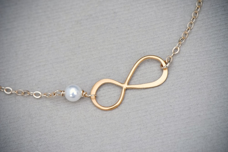 Infinity Pearl Bracelet Gold Pearl Infinity Pendant Wedding - Etsy