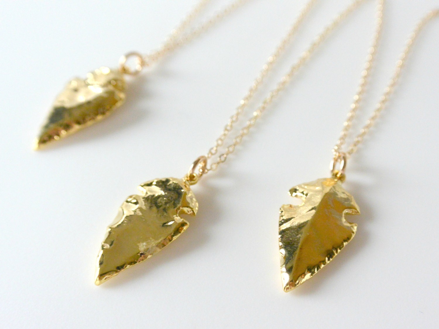 Gold Arrowhead Necklace Arrowhead Pendant Charm Long - Etsy