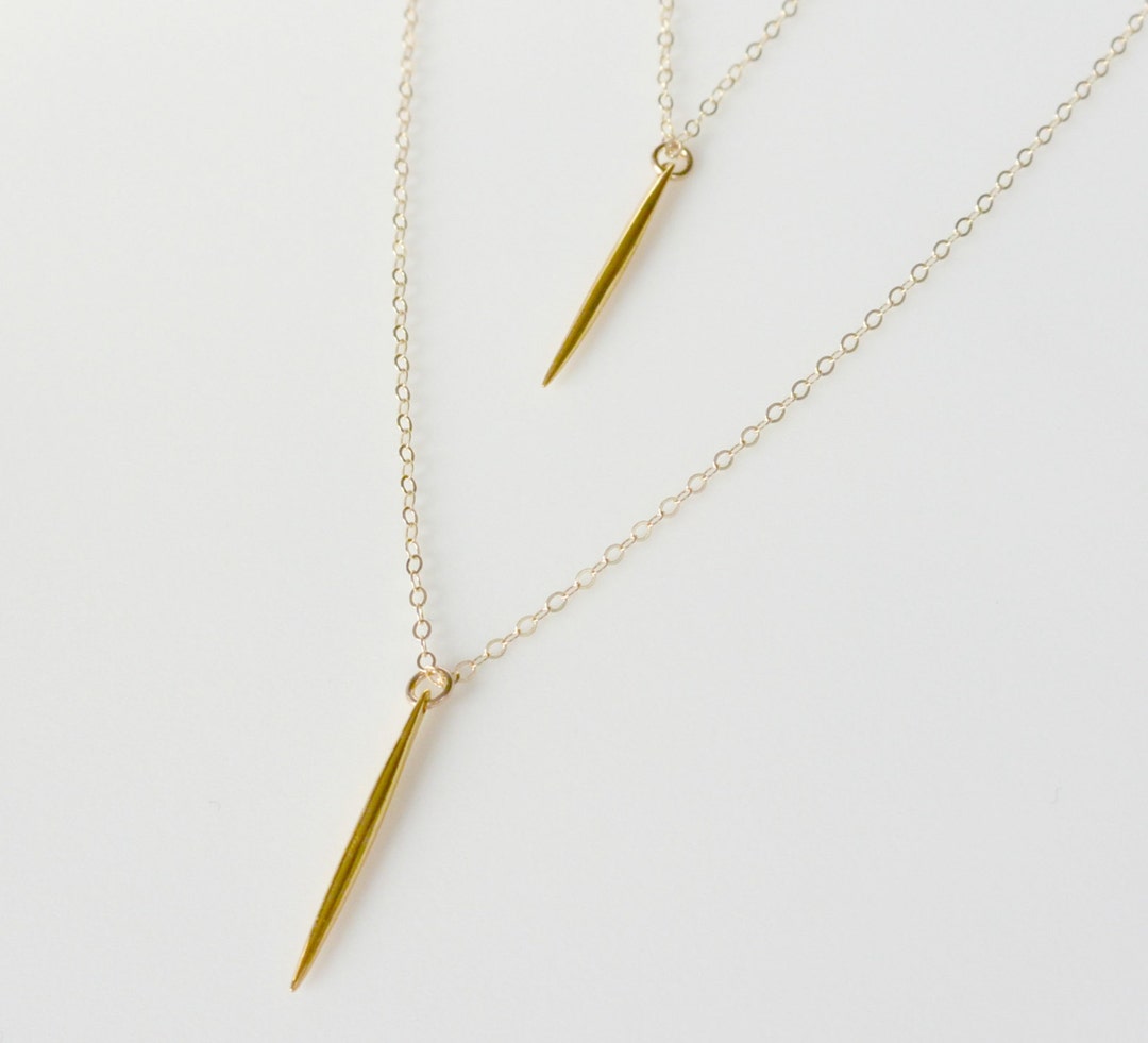 Needle Necklace Set, Spike Necklace, Dagger Necklace, Gold Layering ...