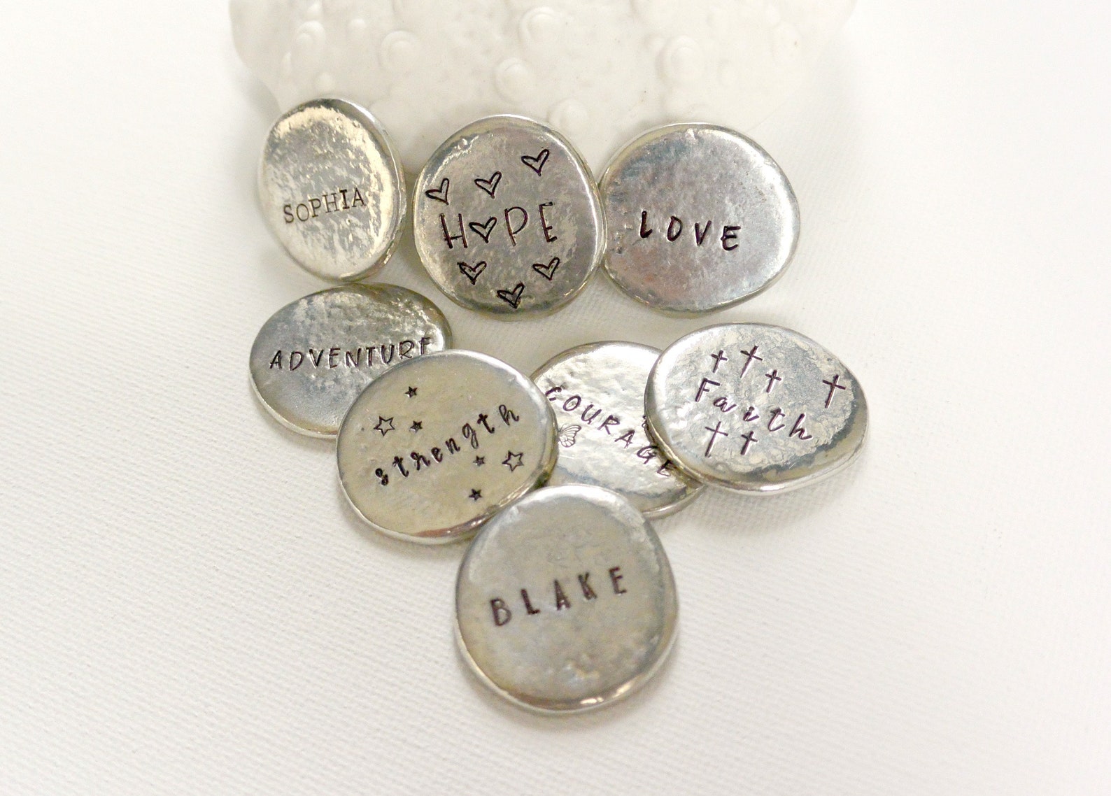 Personalized Pocket Stone, Keepsake Gift, Affirmation Stone, Pewter ...