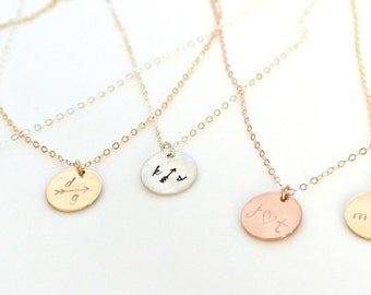 Square Initial Necklace Monogram Necklace Gold Silver Rose