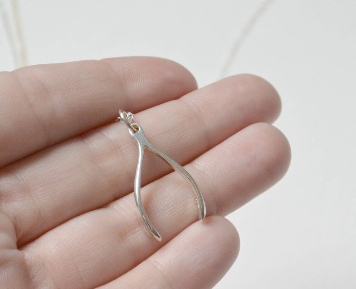 Large Wishbone Necklace Wishbone Gold Necklace Graduation - Etsy