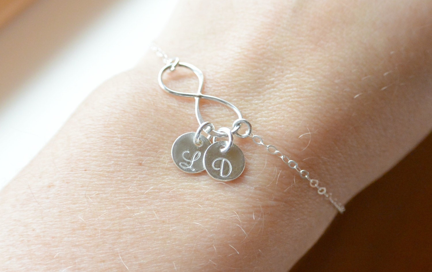 Personalized Infinity Bracelet Monogrammed Bracelet Sterling | Etsy