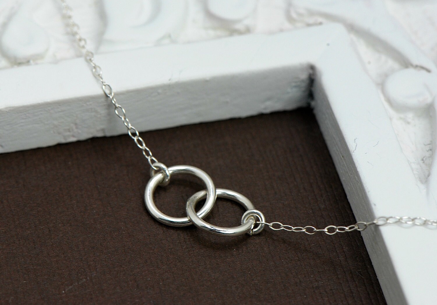 Tiny Silver Links Necklace - Two Small Interlocking Sterling Silver ...