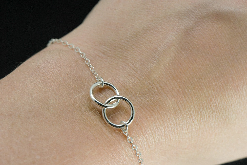Solid Sterling Silver Interlocking Bracelet, Bridesmaid Jewelry ...