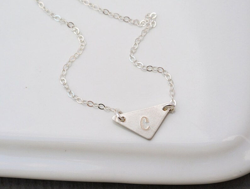 Tiny SILVER Bar and Triangle Layered Necklace Set Minimalist - Etsy