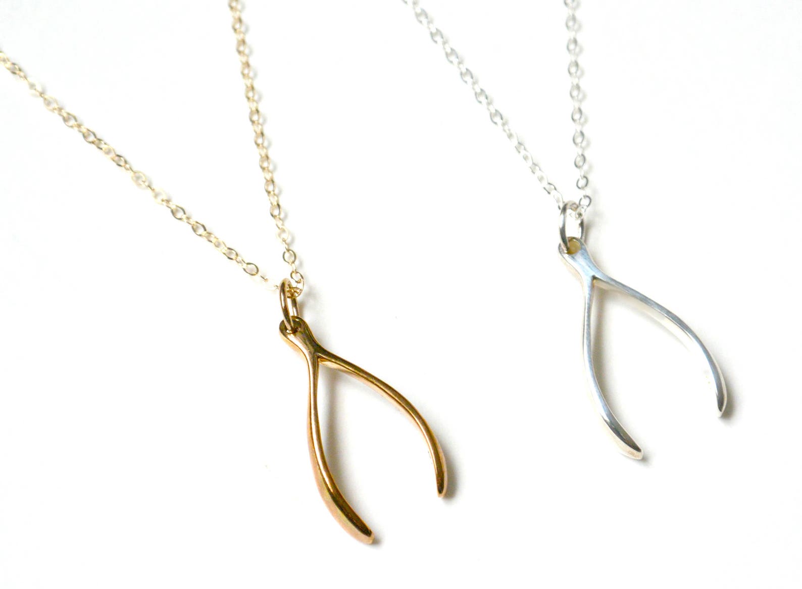 Large Wishbone Necklace Wishbone Gold Necklace Graduation - Etsy