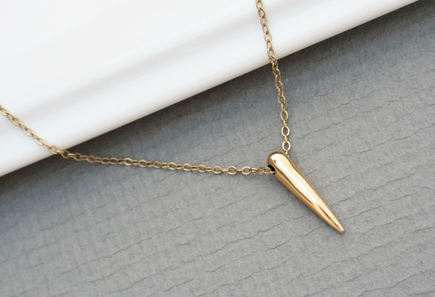 GOLD Spike Necklace/ Long Layered Spike Necklace/ Minimalist | Etsy